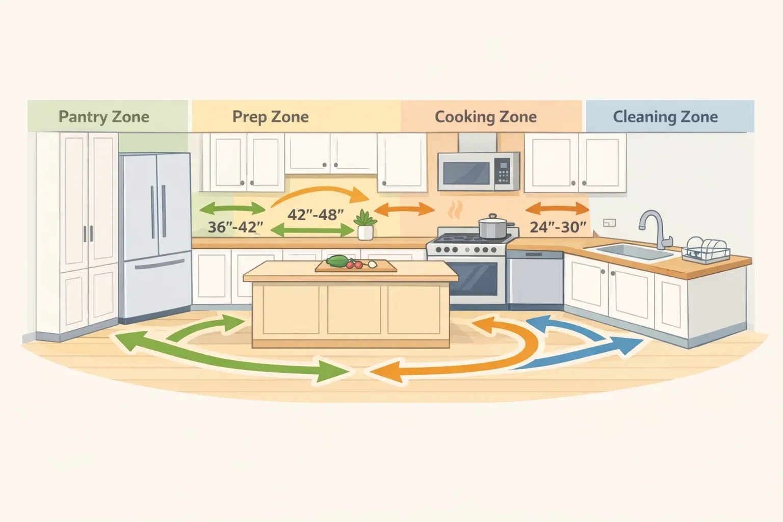 Kitchen Design Rules: Plan Zones, Layouts, and Clearances