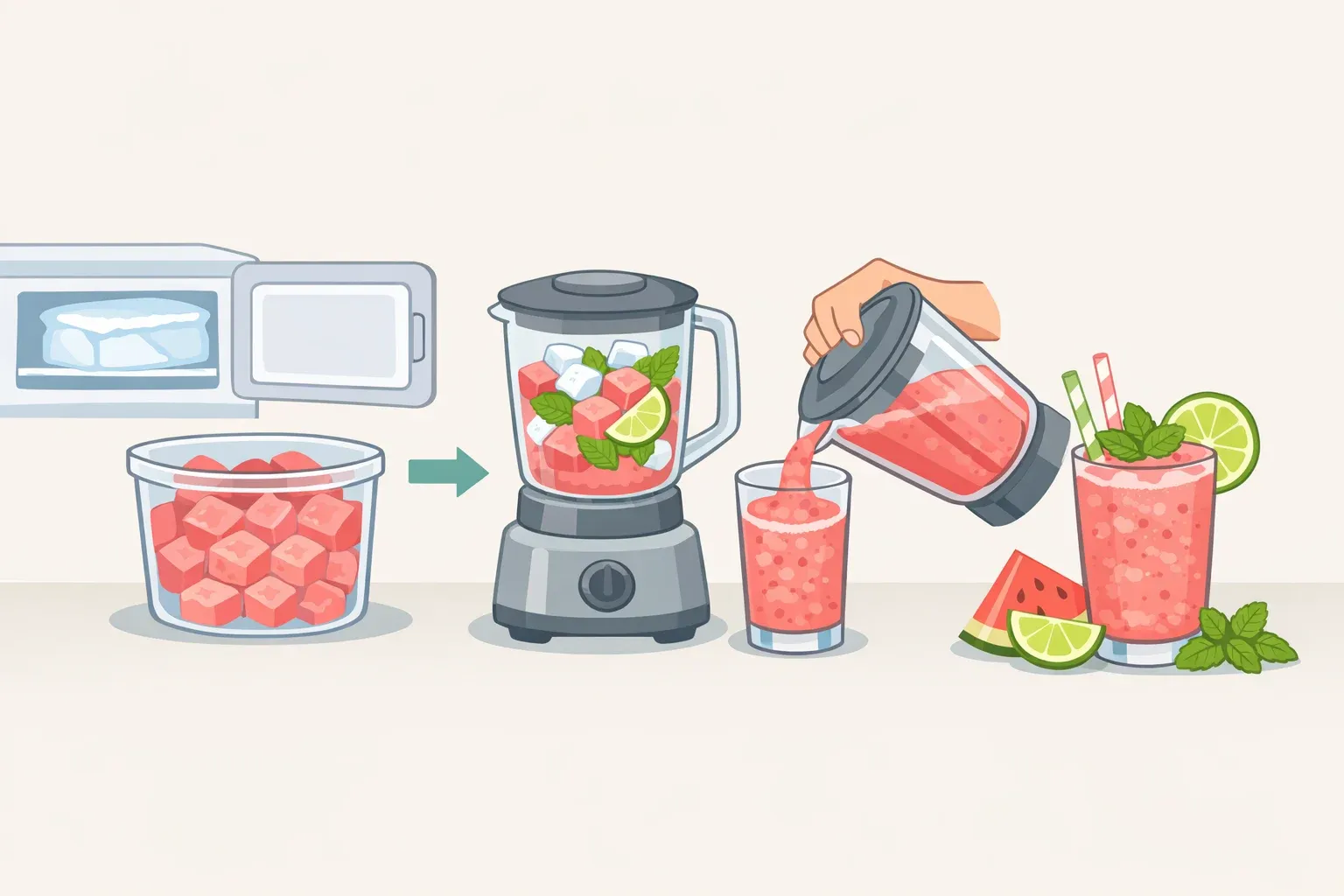 How to Make a Frozen Watermelon Mojito Mocktail at Home